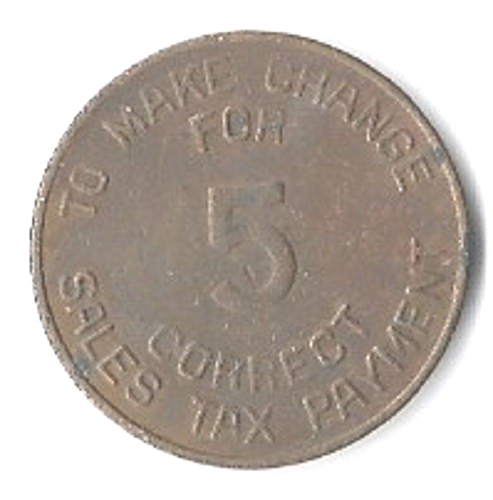 ARIZONA STATE TAX COMMISSION SALES Make Change 5 TAX VINTAGE TOKEN | eBay