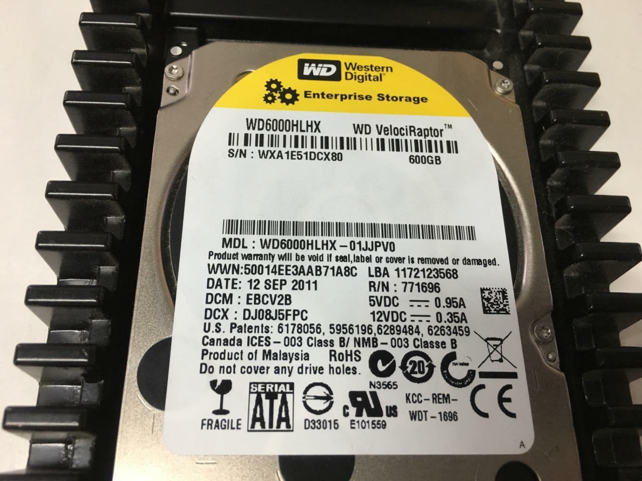 WD VELOCIRAPTOR 600GB HDD 0V48XJ 10K HARD DRIVE 10K RPM 3.5" 2.5 ...