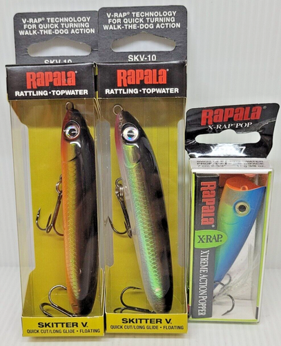 SET-RPT24 3pc Rapala Skitter V X-Rap SKV-10 XRP-7 Surface Popper ...