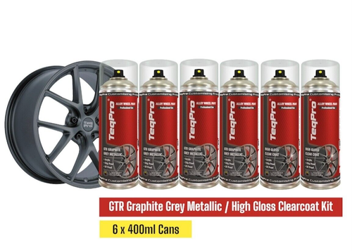 Alloy Wheel Paint GTR GRAPHITE GREY x 4 and High Gloss Lacquer x 2 (6 ...