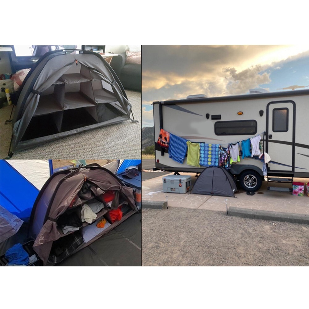 Camping Shoes Storage Organizer Tent 9-Shelf Collapsible RV Clothes ...