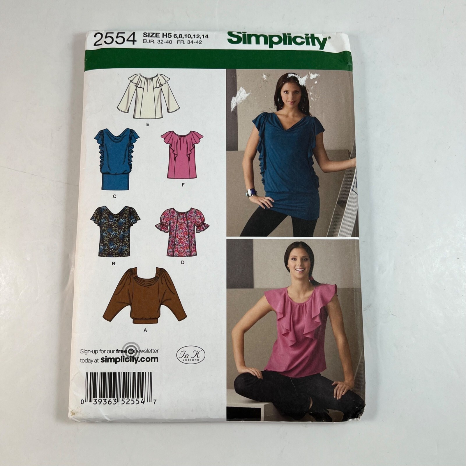Simplicity 2554 Pattern Misses Knit Woven Tops Size H5 6 -14 In K ...