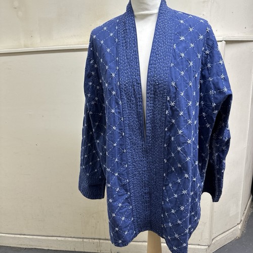 Anokhi Blue & White Kimono Style Cardigan/Jacket, Size 14 100% Cotton ...