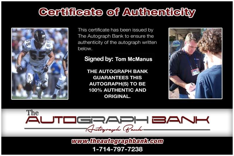 Tom Mcmanus signed NFL football 8x10 photo W/Cert Autographed (9 | eBay