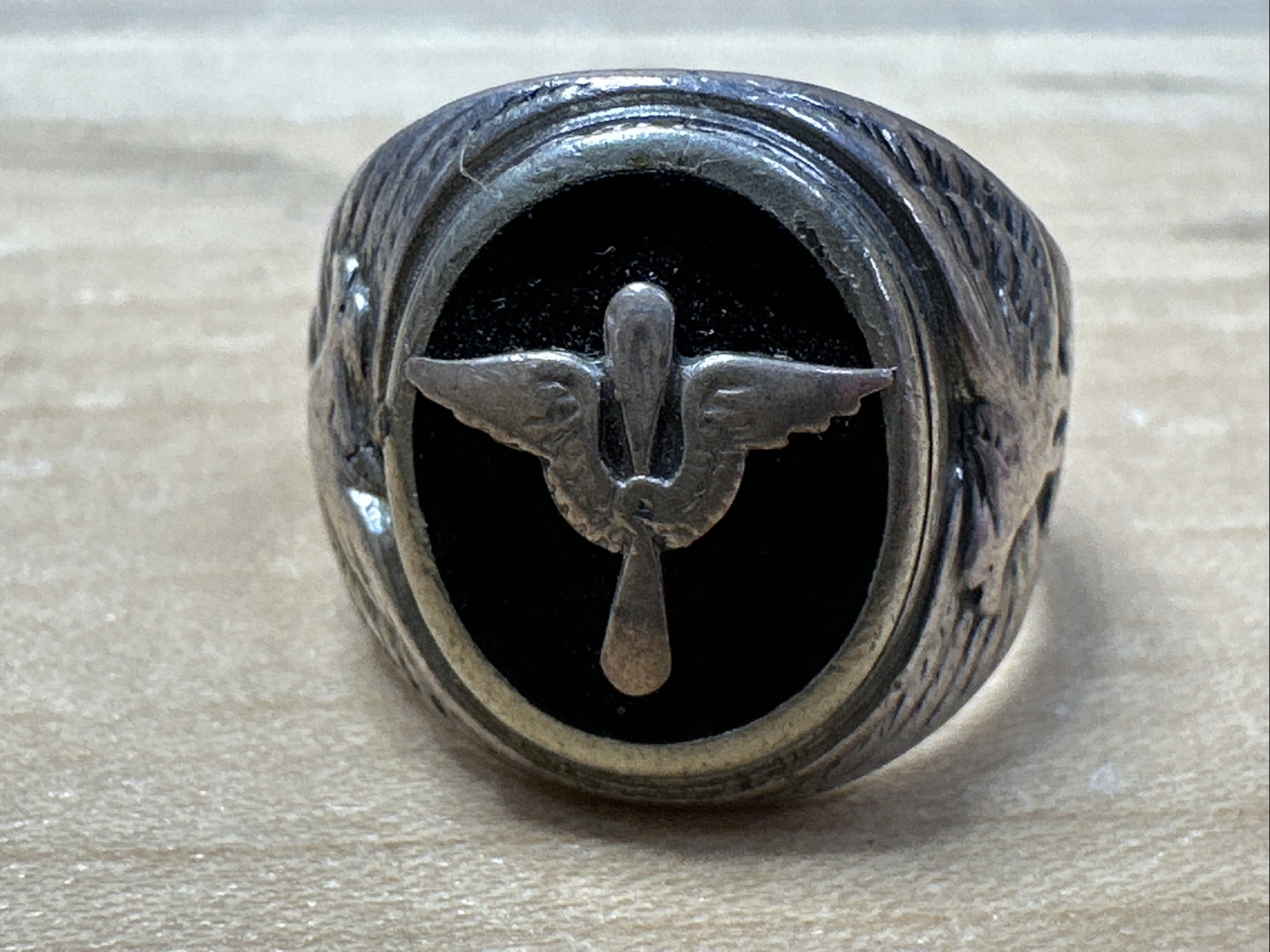 Vintage US Army Aviation/Aircorps Sterling Silver Men’s Ring w Black ...
