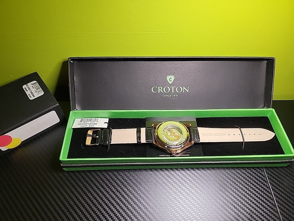 New CROTON Automatic Dial Reliance Watch Rose Gold/Black MSRP $350.00 ...