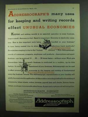 1931 Addressograph Company Ad - Unusual Economies | eBay