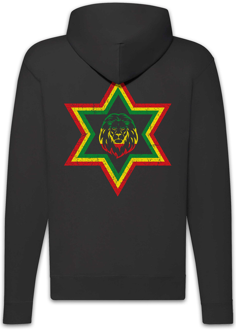 Rasta Star Lion Zipper Hoodie Reggae Irie Ska Jamaica Africa Rastafari ...