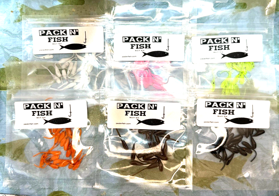 90 Jigs-6pkgs-1" Mini Fan Tail Fishing-Crappie Panfish Ice Soft Plastic ...