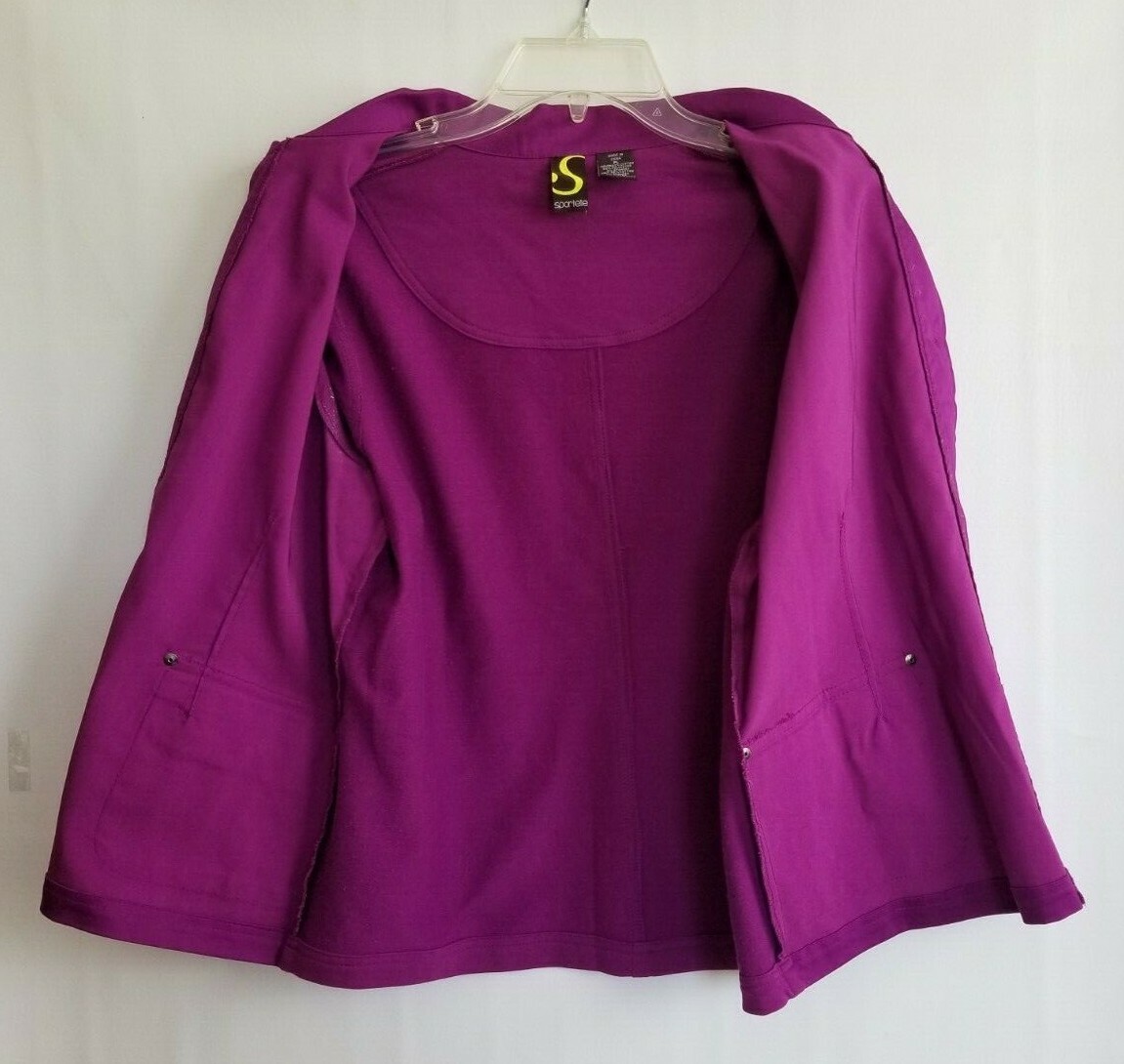Spartelle Womens Magenta Jacket Button Front 3/4 Slee… - Gem