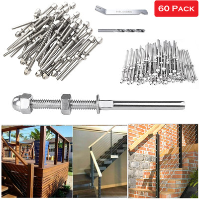 1/8 Cable Railing Swage Threaded Stud Tension Fitting Terminal Wood ...