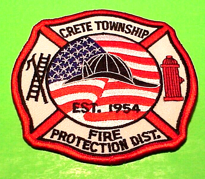CRETE TOWNSHIP ILLINOIS EST. 1954 IL 4" FIRE DEPT. PATCH FREE SHIPPING ...