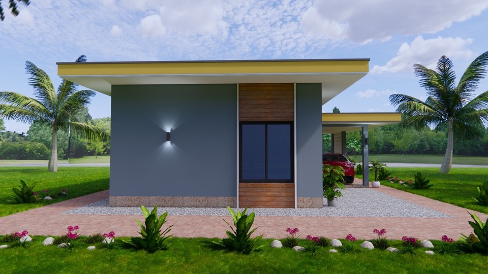 30x36 Feet House Design Plans 9x11 Meter 2 Bed 1 Bath Hidden Roof (A4 ...