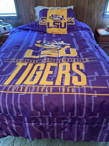 LSU TIGERS comforter and sham reversible twin to full heavy duty | eBay
