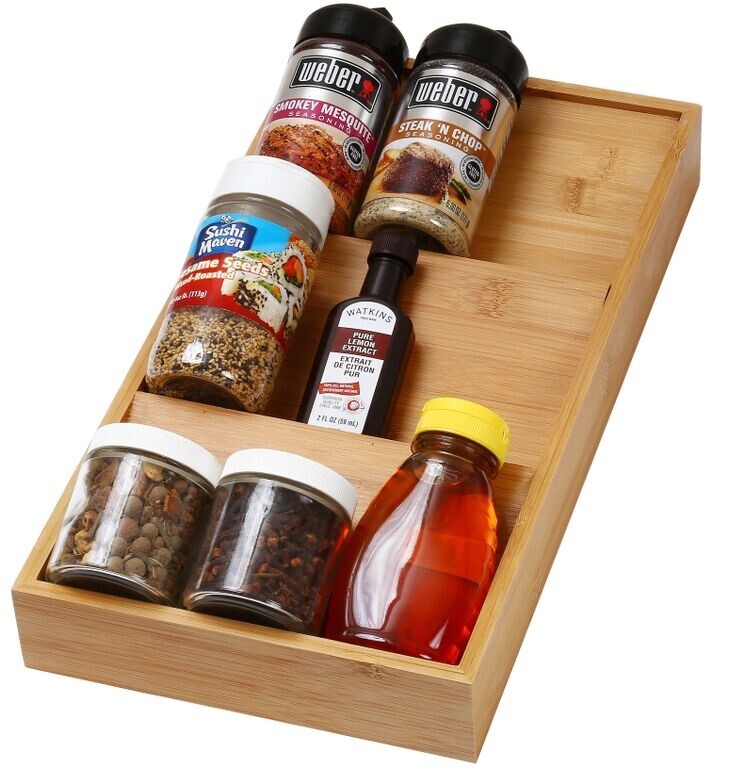 YBM HOME In-Drawer 3-Tier Bamboo Spice Rack Drawer Organizer 316vc | eBay