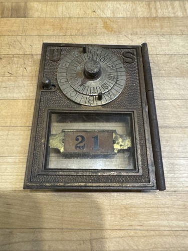Antique Corbin USPS Post Office Mail Box Door Point Dial w Hinge ...