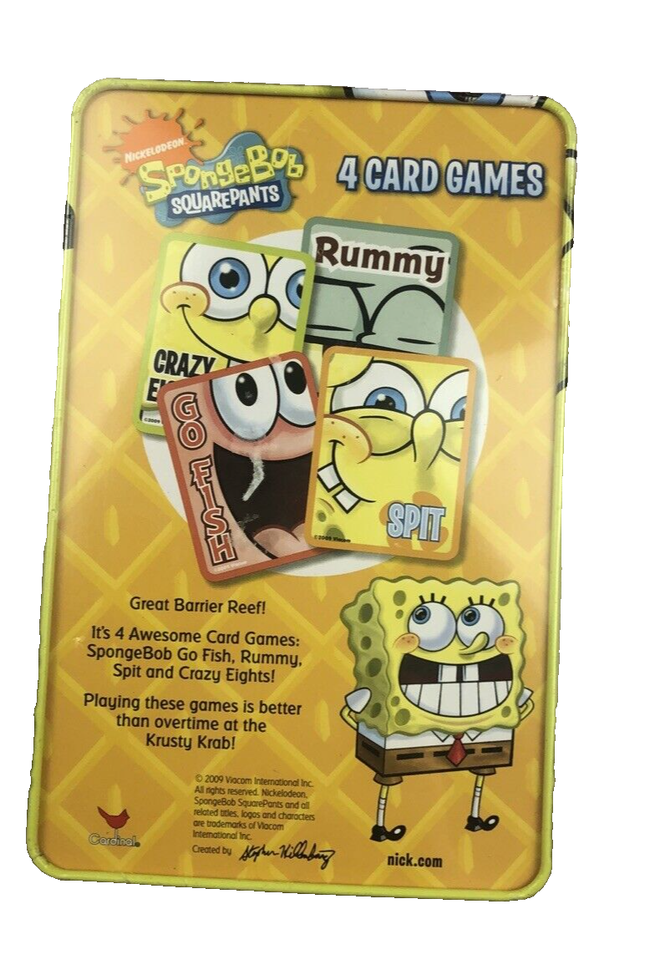 SPONGEBOB SQUAREPANTS 4 Card Games w Tin UNOPENED RUMMY GO FISH-Vintage ...