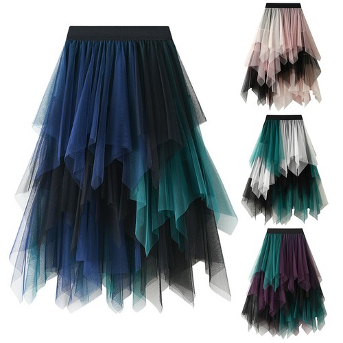 Women's Tulle Skirt Ruffle Multilayer Mesh A Line Tutu Prom Wedding ...