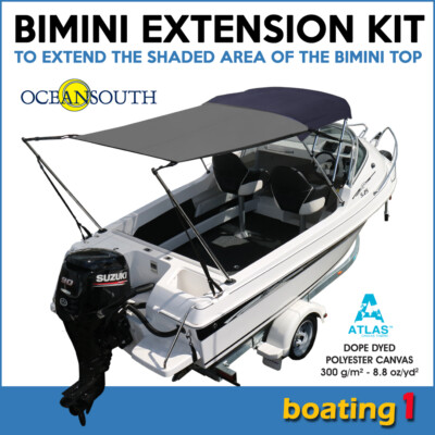 Bimini Top Extension Kit 1.7m x 2.1m adjustable Aluminium Poles - Grey ...