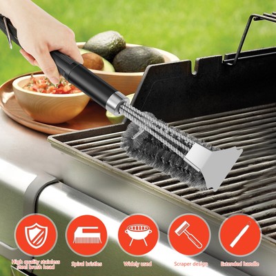 2Pcs BBQ Grill Brush Scraper Portable Grill Brush Cleaner with Handle Heat QAmeC | eBay