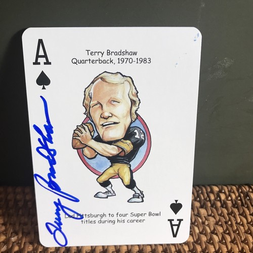 TERRY BRADSHAW Autograph Signed Ace Of Spades Playing Card Pittsburgh ...