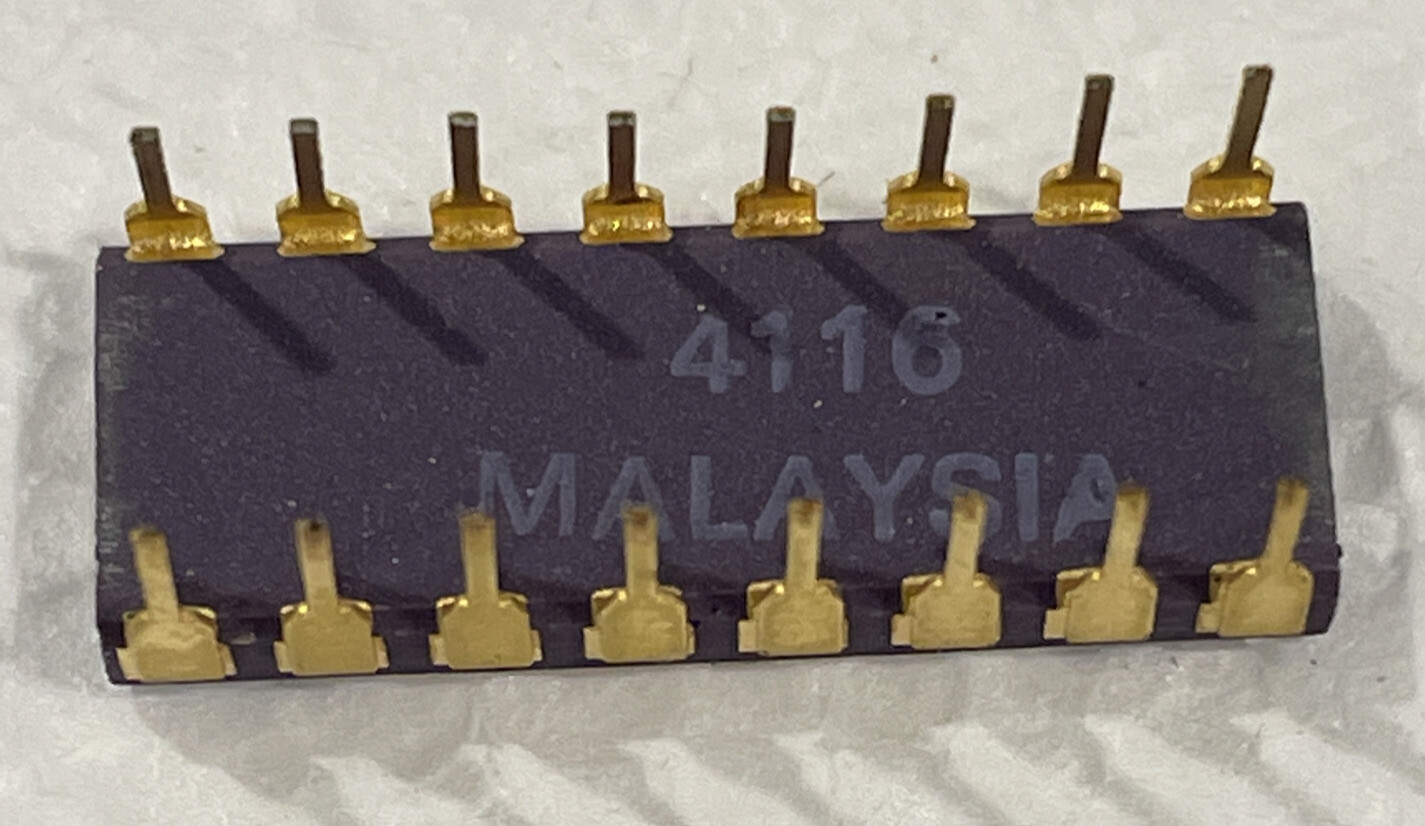 Vintage MOSTEK MK4116P-2 F Computer Chip Gold 16-Pin Ceramic 4116 7744D ...