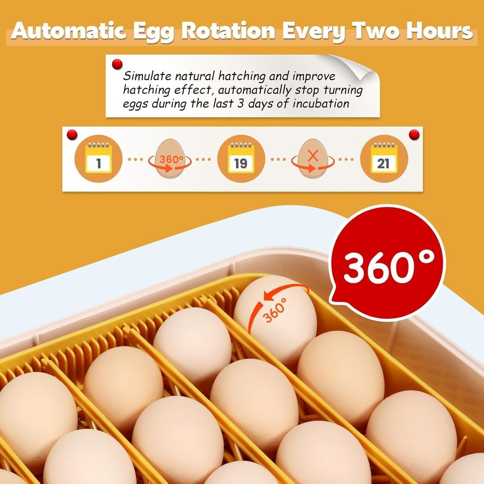 56/70 Egg Incubator for Hatching w/ Automatic Egg Turning Built-In LED ...