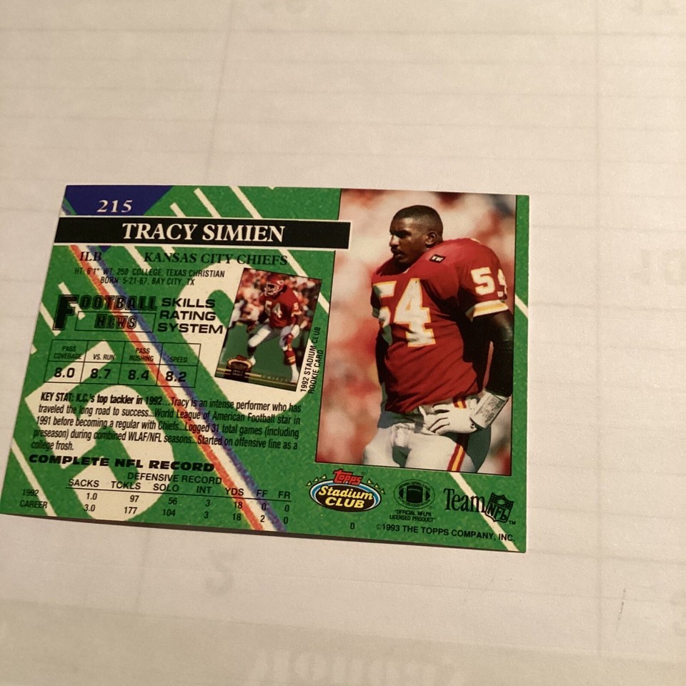 1993 Stadium Club Super Teams Super Bowl #215 Tracy Simien | eBay