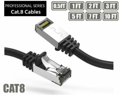 Cat.8 S/FTP (SSTP) CAT8 Ethernet Network 2GHz Cable 1Ft 2Ft 3Ft 5Ft 7Ft ...