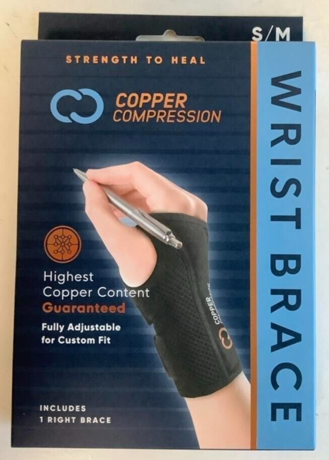 NEW Copper Compression Copper Infused SMALL/MEDIUM Right Hand Wrist ...