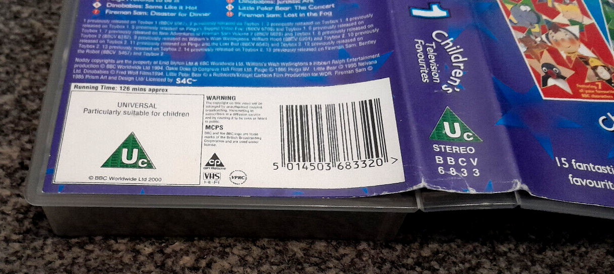 TOYBOX 2 ON 1 BBC VIDEO NODDY WILLIAM PINGU SAM PAL VHS VIDEO CHILDREN ...