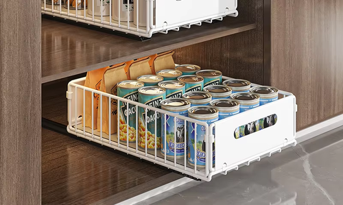 Kitchen Sink Storage Rack Pull-Out Basket Double-Layer Seasoning Snack ...