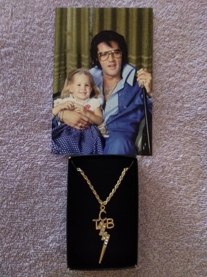 ELVIS PRESLEY TCB GOLD PLATED RHINESTONE NECKLACE&ELVIS/LISA MARIE ...