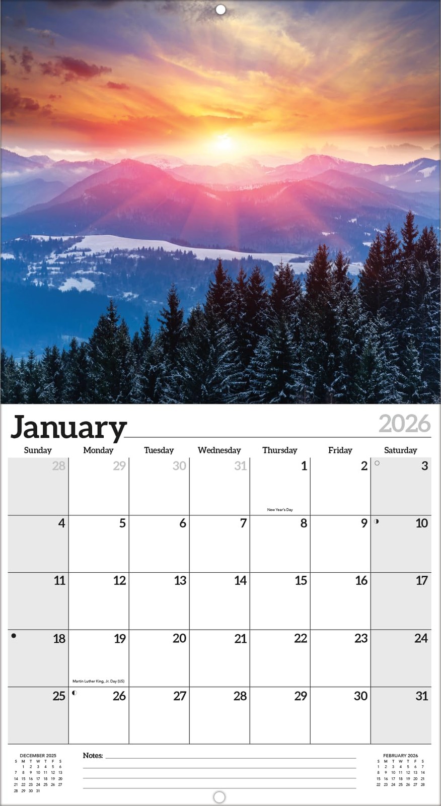 Sunsets 2026 Full Size Wall Calendar for Planning, Scheduling, and ...