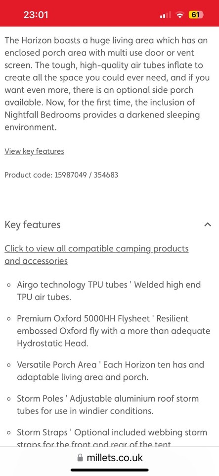 Hi-gear Horizon 700 Air Nightfall 7-person Tent 5054306363081 | eBay