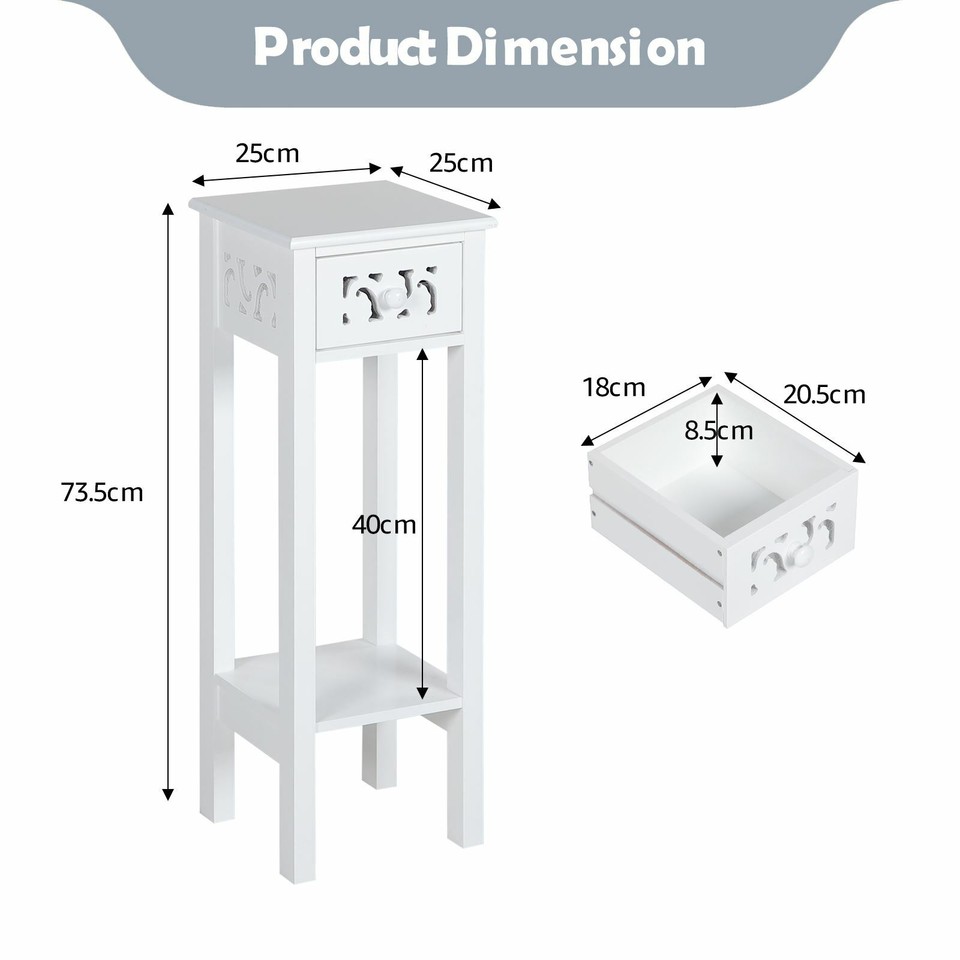 Telephone Table With Drawer Side Living Room Slim Tall Bedside Hallway ...