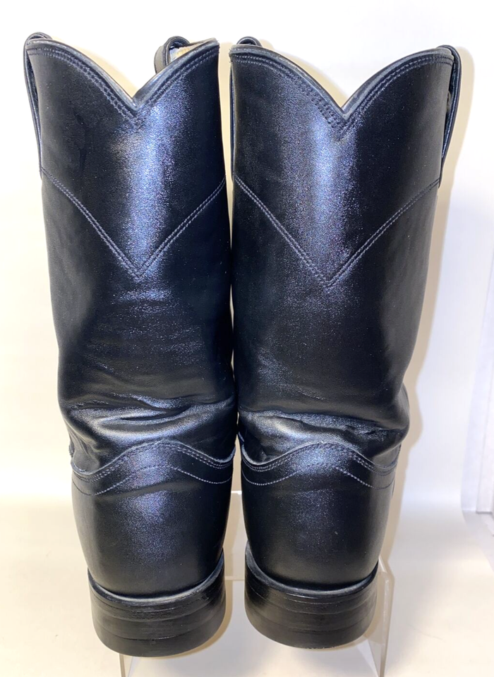 Justin Men's Black Kipskin Classic Leather Roper Boots Size 8.5 EE ...