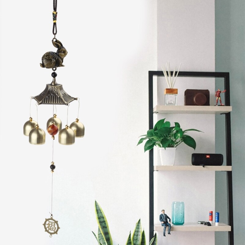 Vintage Rabbit Wind Chime Metal WIndchime Courtyard Yard Decor Supplies ...