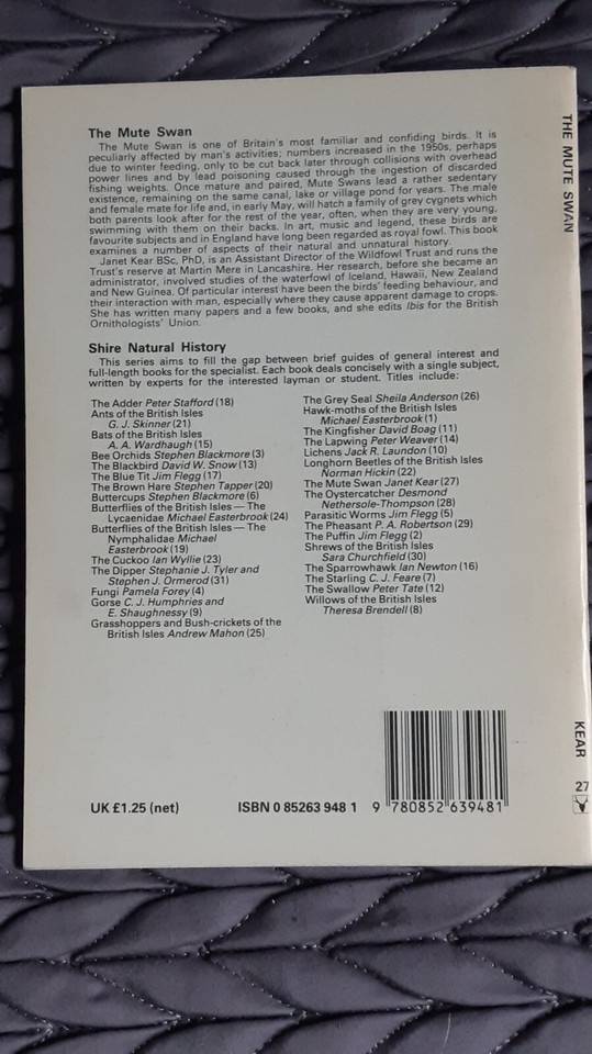 The Mute Swan by Janet Kear ( Shire Natural History) 9780852639481 ...