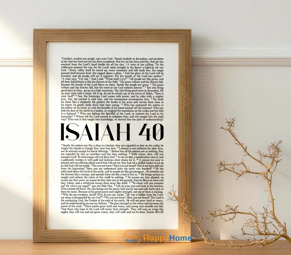 Isaiah 40 NIV Bible Verse Wall Art Scripture Print Christian Home Art ...