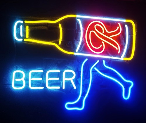 Rainier Beer Bottle Runner 17"x14" Neon Lamp Light Sign Bar Open Wall ...