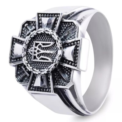 Silver 925 Ring - Trident - Ukraine Tryzub Jewelry Charm Кольцо ...
