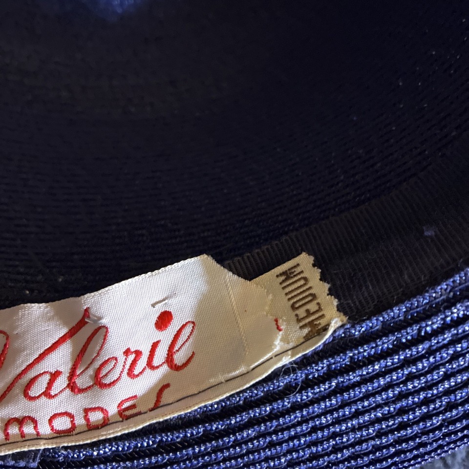 Woman's Vintage Valerie Modes Navy Blue Hat 1950s Ladies Fashion with ...