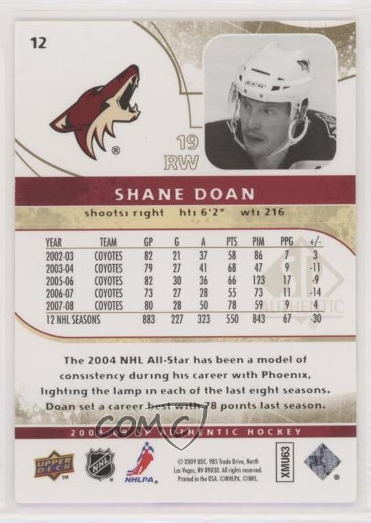 2008-09 SP Authentic Limited /100 Shane Doan #12 | eBay