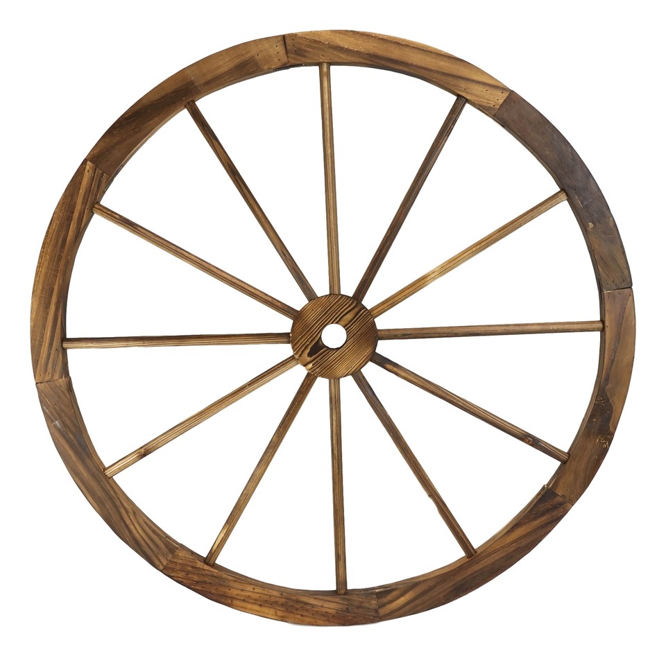Oversized 31" Vintage Rustic Round Wood Cartwheel Wagon Wheel Wall ...