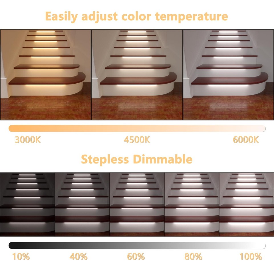 Intelligent Motion Sensor Stair Lights Indoor, LED Step Lights with ...