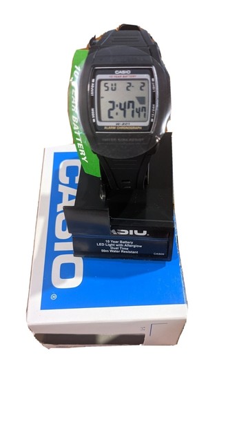 Casio Men''s Illuminator W201-1AV Black Resin Quartz Watch With Digital ...