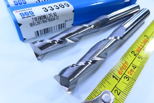 LOT ( 2 ) NEW 7/16" SGS KYOCERA 33309 LONG LENGTH SOLID CARBIDE END ...