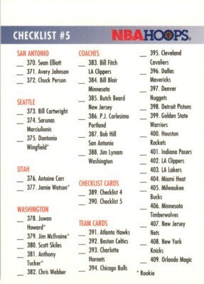 1994-95 NBA Hoops Checklist 5 #390 | eBay