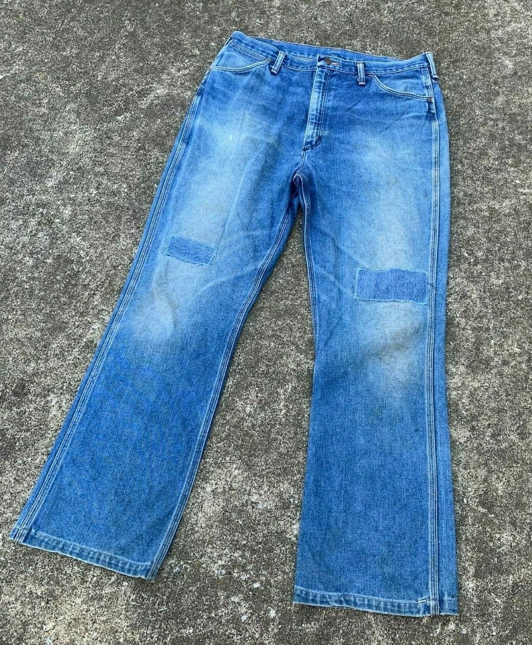 Vintage Distressed Used Worn Faded Patch Work Wrangle… - Gem